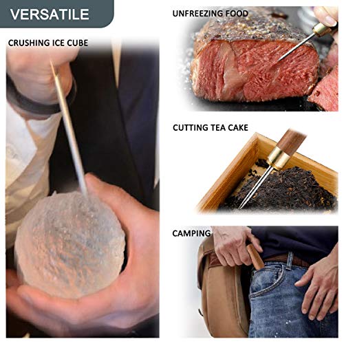Ice Picks in Gift Box - Premium Stainless Steel Ice Picks Kitchen Tool with Wooden Handle Safety Cover Portable for Bars Restaurant Home Bartender Picnics Camping, 1PCS (RoseWood 6.7")
