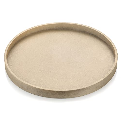Hanobe Decorative Coffee Table Tray: Gold Wood Tray Round Rustic Wooden Trays Circle Farmhouse Centerpiece Candle Holder for Home Decor Ottoman Counter Display Living Room Organizer 12"