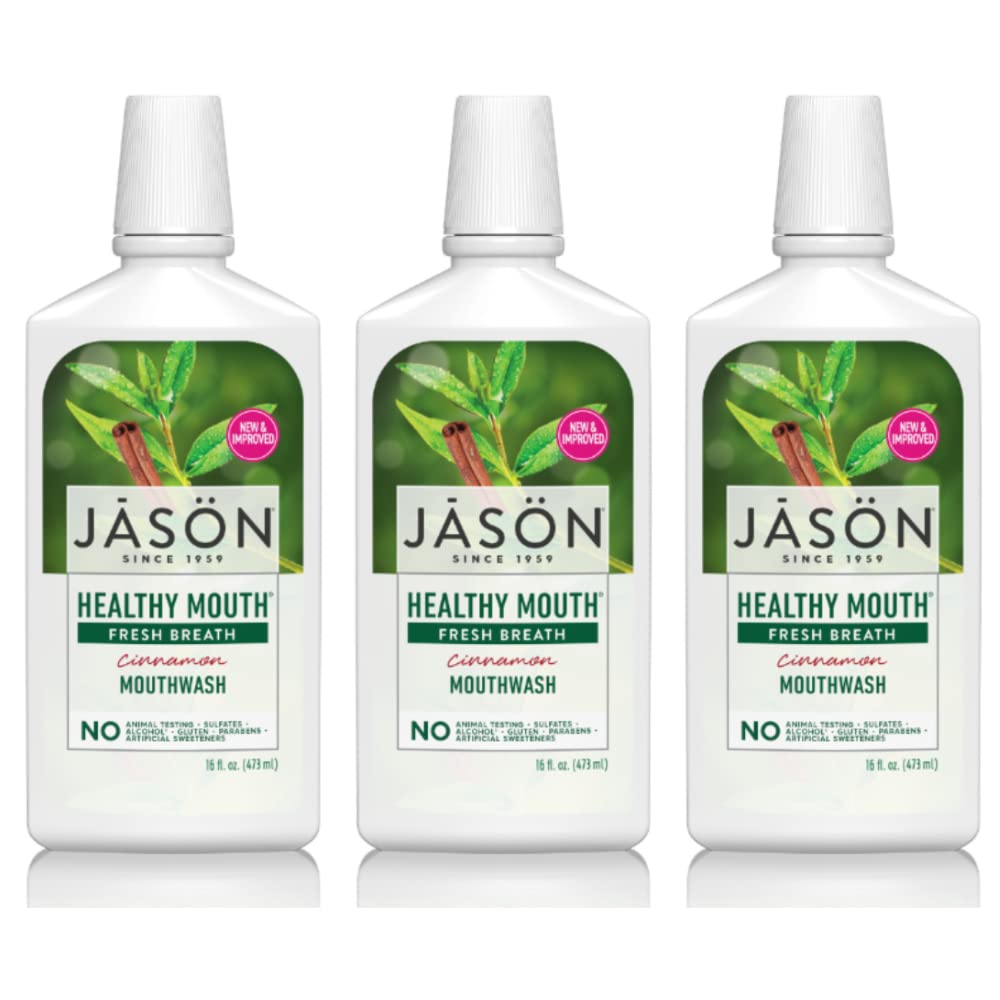 Jason Healthy Mouth Tartar Control Mouthwash, Cinnamon 16 Oz, pack of 3