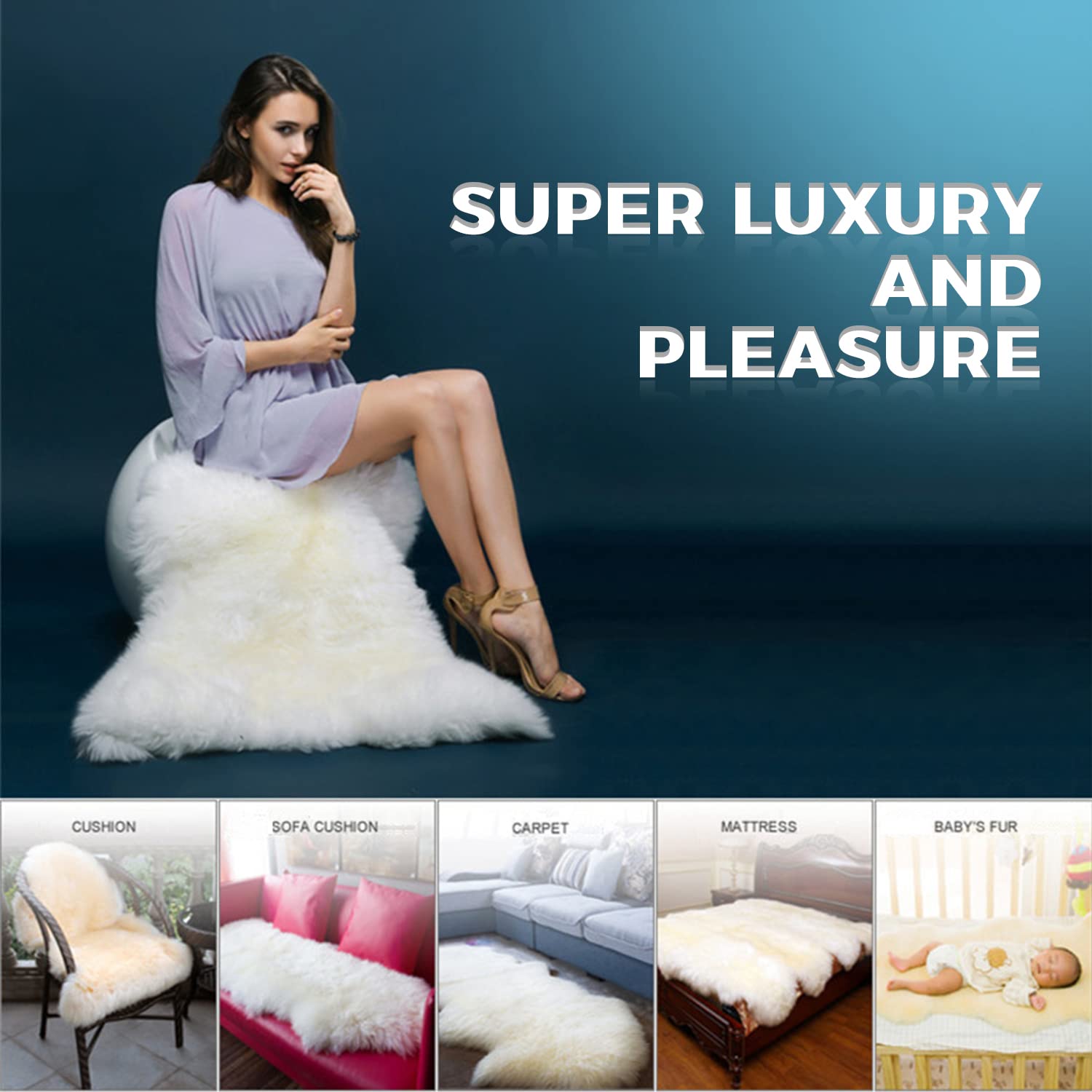 WL&ALLEN Large Sheepskin Rug Genuine Thick and Lush 3 Inch Pile,Luxury Australian Pelts |Large Sheepskin Wool Area Rugs (Large Single Pelt 2'6" x 3'7",Ivory White)