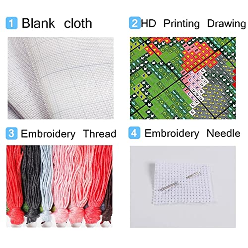 Fanxvivy Beginners Cross Stitch Kits Stamped Full Range of Embroidery Starter Kits for Beginners DIY 11CT Preprinted Cross-Stitch Kit for Adults Needlepoint Kits- (Cross Stitches kit 07)