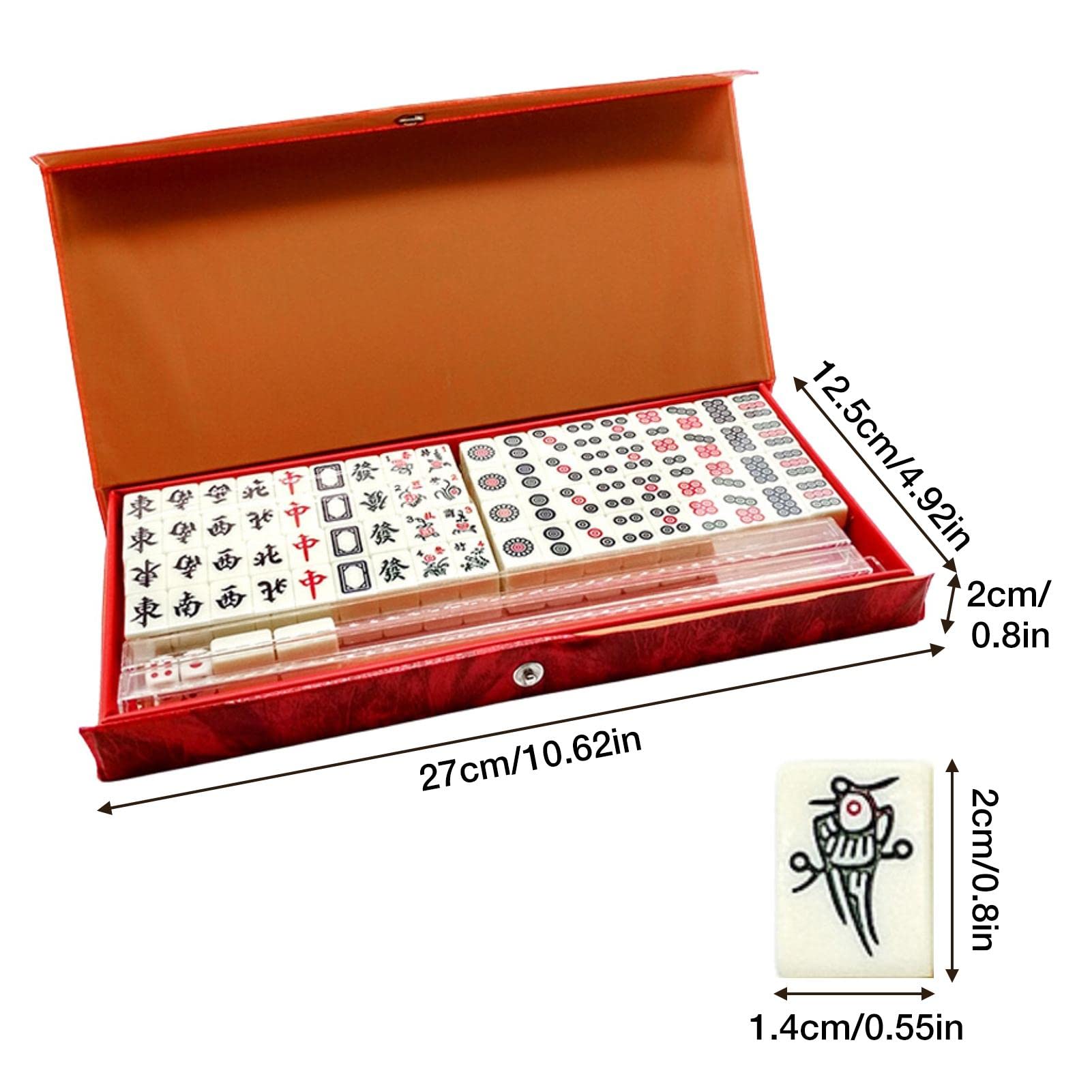 Bavokon Professional Chinese Mahjong Set,Mah Jong Set with Portable Long Mahjong Box,144 Numbered Melamine Large Size Tile with Carrying Travel Case,Complete Mahjong Game Set for Home Entertainment