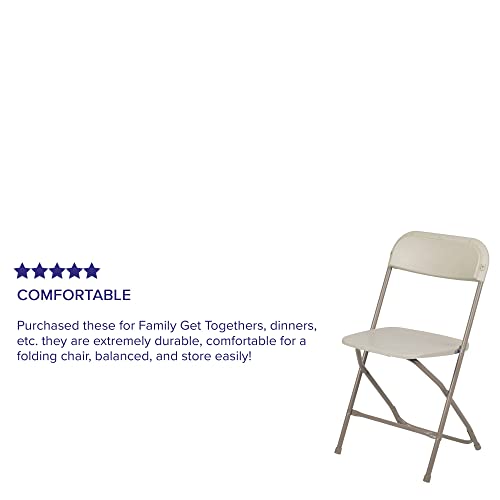 Flash Furniture Hercules Series Plastic Folding Chair - Beige - 650LB Weight Capacity Comfortable Event Chair - Lightweight Folding Chair