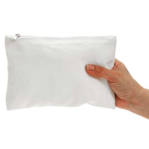 Juvale 12-Pack Bulk Blank Canvas Zipper Pouch Set with Zipper for Cosmetic & DIY Crafts, Pens, Pencils, Markers, Scissors, Makeup Brushes, Lip Gloss, Hair Clips (8x6 in)