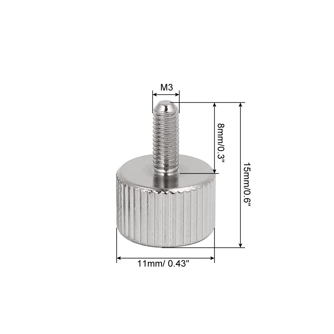 uxcell M3x8mm Nickel Plated Flat Head Knurled Thumb Screw 10pcs for Computer PC Case