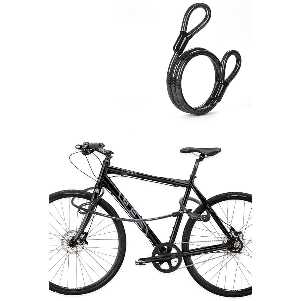 AZPINGPAN 1.4cm Bold Mini Steel Cable Bicycle Lock丨40cm Anti-Theft Mountain 5 Digit Password Motorcycle Lock, Portable Loop Bicycle Accessories and Equipment (with Extended Steel Cable)