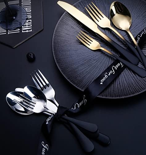Black Gradual Change Gold Silverware Set Flatware Sets 70 Piece Stainless Steel Service for 14 Durable Home Kitchen Restaurant Wedding Cutlery Utensils Delicate Knifes Forks and Spoons Tableware Set…