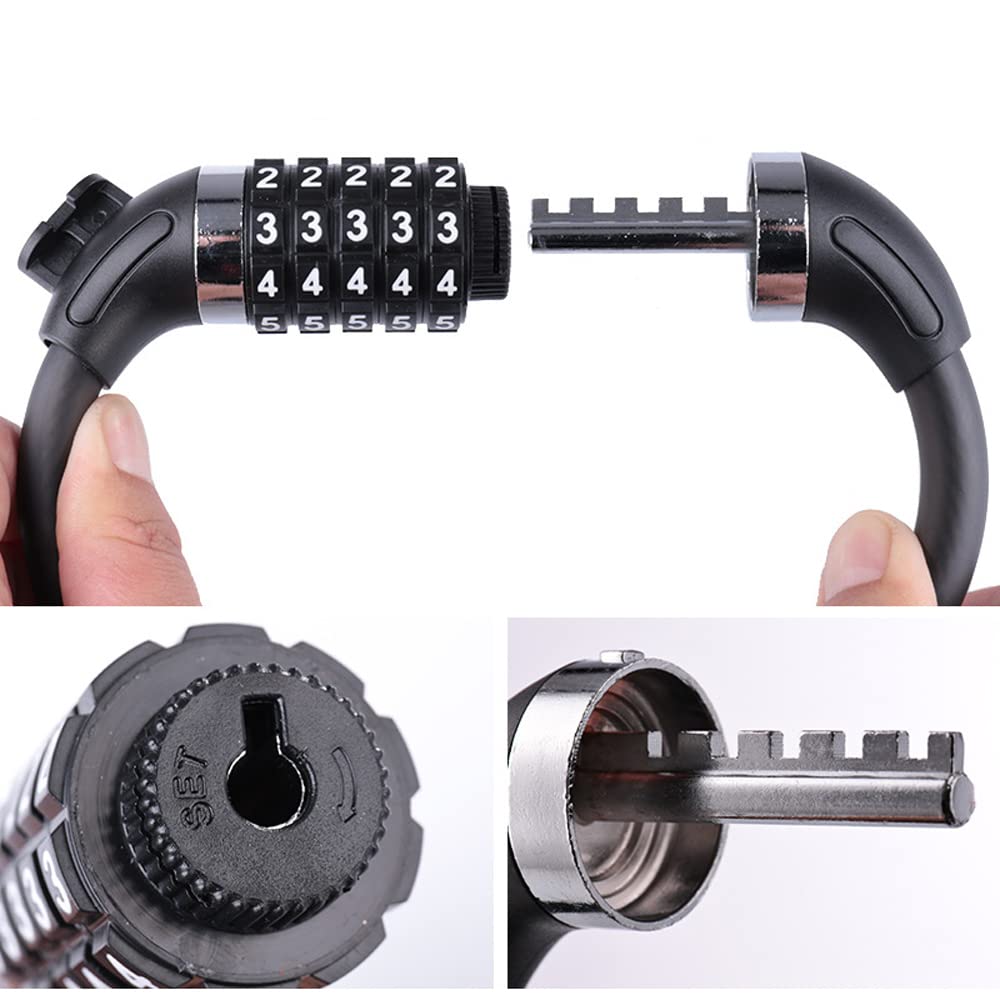 AZPINGPAN Bicycle Lock丨120/180cm Lengthened Self-Winding Anti-Theft Mountain Bike Steel Cable Code Lock with Lock Frame丨outdoor Riding Accessories丨suitable for Bicycles and Motorcycles