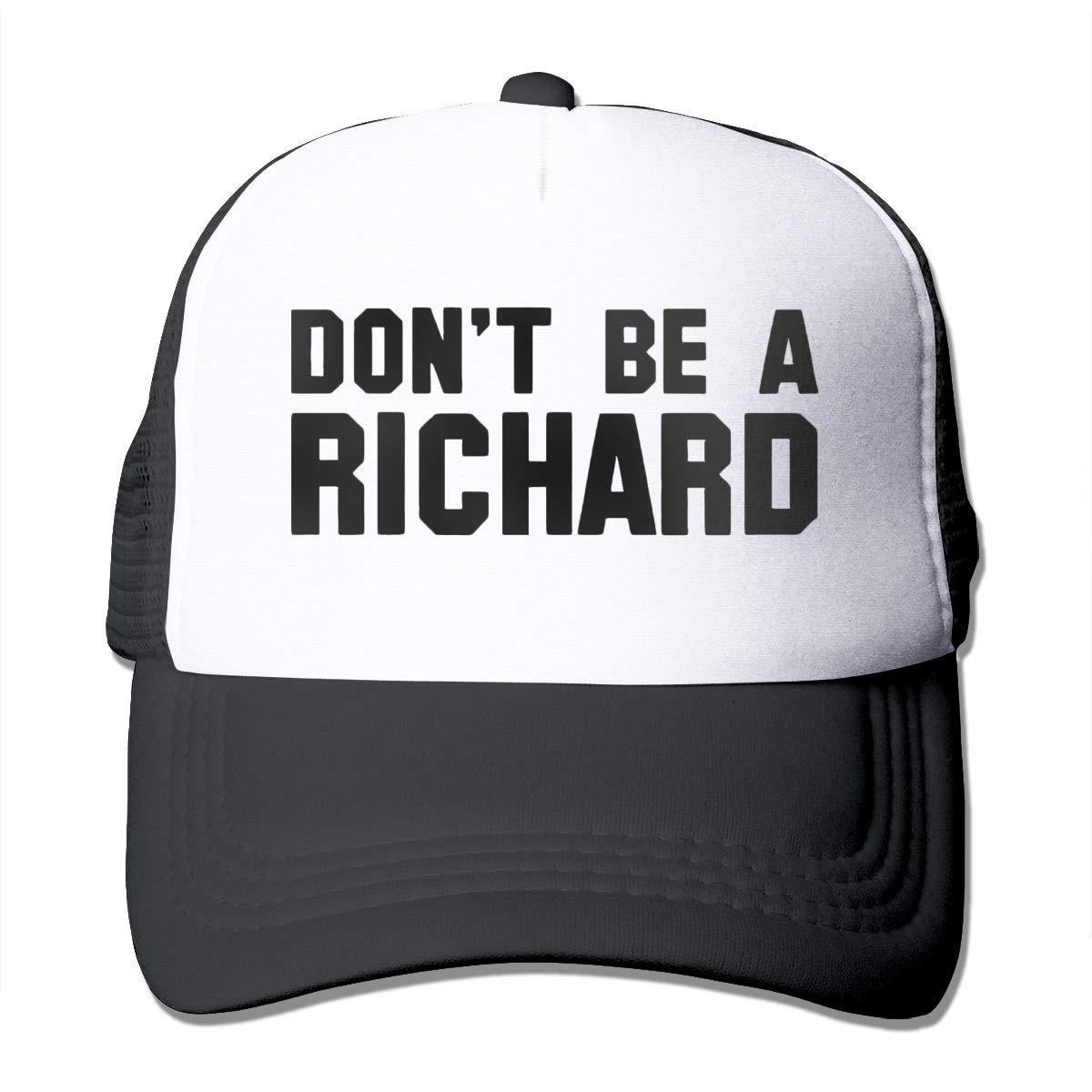 antkondnm mens Don't BE A Richard Funny Gag Joke Party Mesh Trucker Cap, Black, One Size