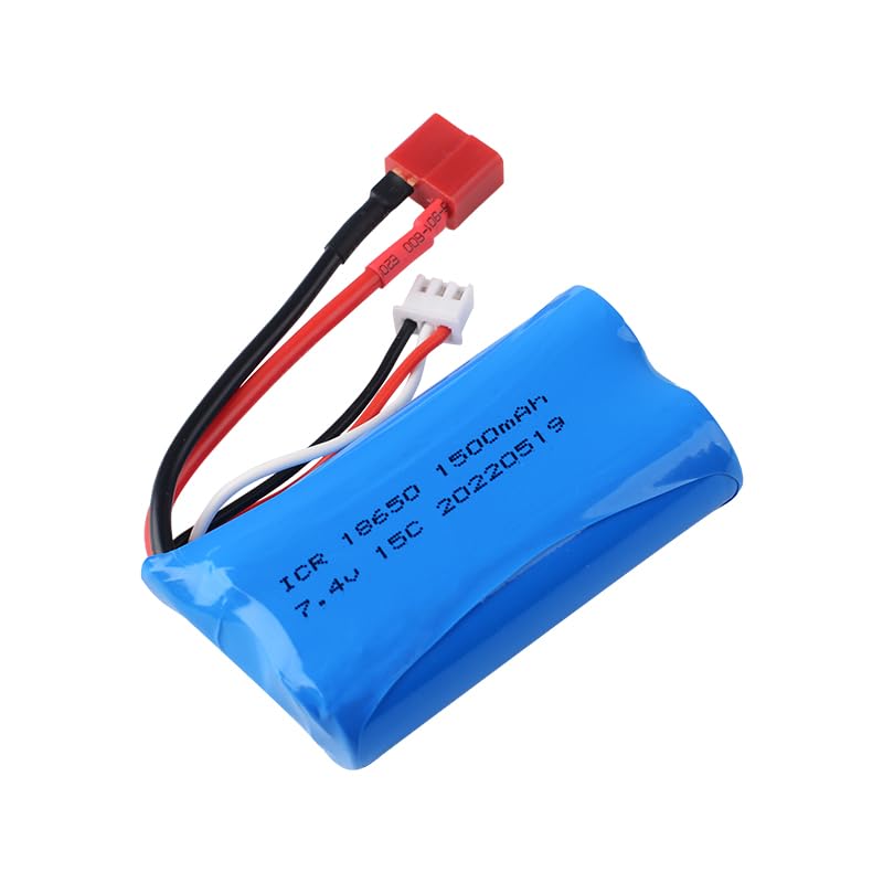 HHZ 2 pcs 7.4V 1500Mah T Plug li-on Battery for Wltoys 12428 12423 RC Toy Car