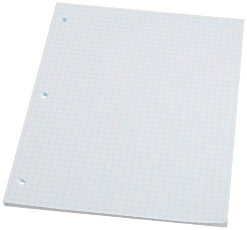 Pacon Filler Paper, White, 3-Hole Punched, 1/4" Grid Ruled 8" x 10-1/2", 80 Sheets