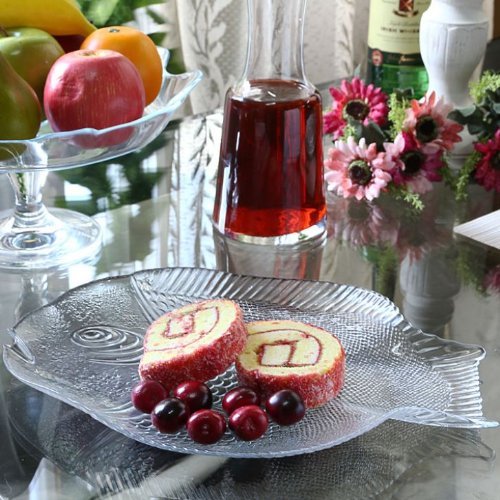 Pasabahce Premium Large Glass Serving Platter, Unique Design Food Tray, Great for Fruit, Cheese, Cake, Salad, Meals, Fish Shape Textured