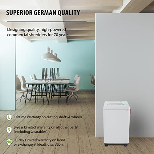 ideal 2503 Strip Cut Centralized Office Paper Shredder, Continuous Operation, 19-21 Sheets, 20 Gallon Bin, Shred Staples/Paper Clips/Credit Cards/CD/DVDs, 3/4 HP Motor, P-2 Security Level