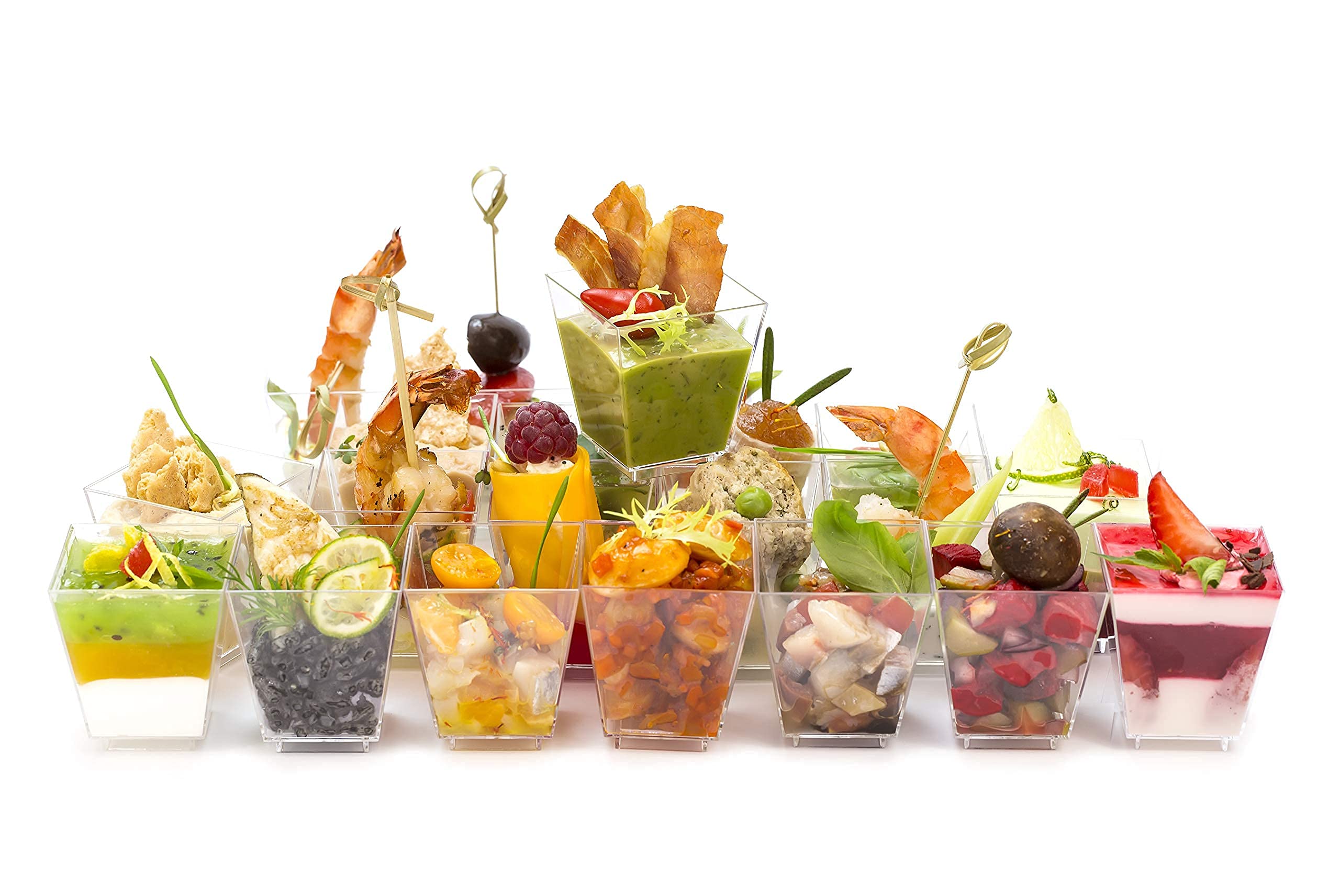 Dessert Cups Clear Square Plastic Mini Cube 2oz Shot Glass Pack of 40