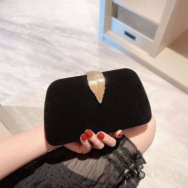AZWBAG Women's Evening Bag Sparkly Rhinestone Purse Bling Chain Clutch Purse(suede black)