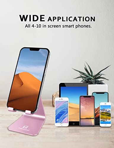 Tobeoneer Adjustable Cell Phone Stand Desktop Phone Holder, Aluminum Desk Stand Cradle Dock for iPhone 13 12 Mini 11 Xr Xs max 8 7 6 6s 5 Plus Samsung Huawei All Smartphones (Rose Gold)