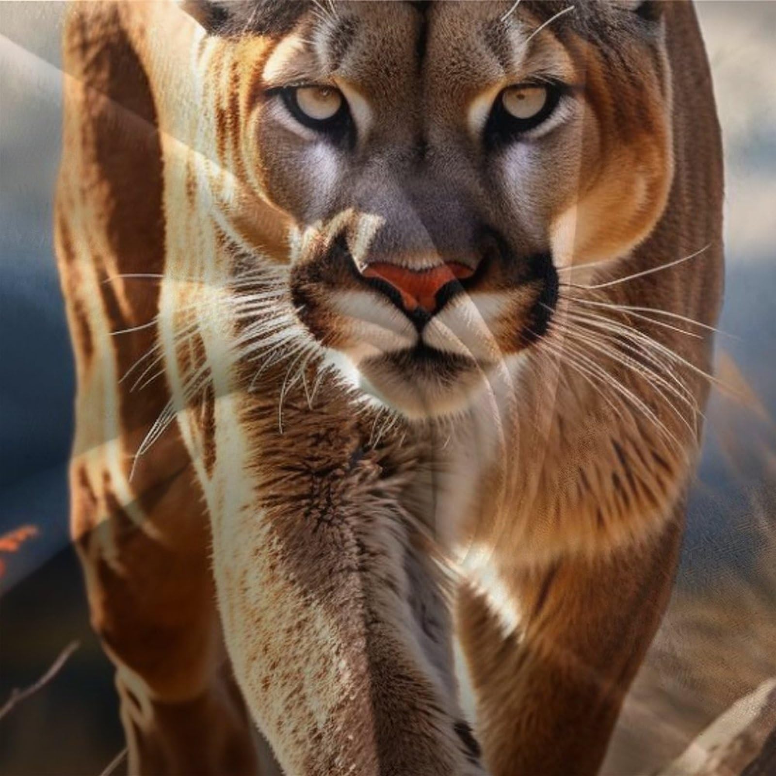 BUKISA Mountain Lion Duvet Cover Set Soft Microfiber Bedding Set Breathable Cougar Quilt Cover with Hidden Zipper Closure and Comforter Cover Sheet Pillowcase Queens(228x228cm)