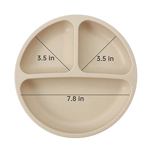 PandaEar 2 Pack Toddler Plates Silicone Suction Plates for Baby Kids| Divided Unbreakable Baby Feeding Plate, Non-Slip, Non-Toxic, BPA Free, Dishwasher and Microwave Safe