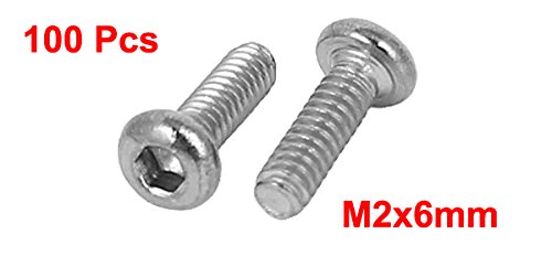 uxcell M2x6mm Stainless Steel Hex Socket Button Head Cap Bolts Screws 100 Pcs