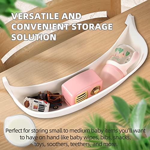 High Chair Catchy Compatible with Tripp Trapp Highchair Storage Tray | Multipurpose Highchair Storage Tray Accessory for Storage Bibs, Baby Wipes, Snacks, Toys | Dishwasher-Safe & BPA-Free - White