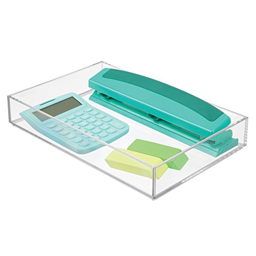 iDesign Decorative Countertop Vanity Tray Organizer for Bathroom, Bedroom, Closet, Entryway, The Clarity Collection – 8" x 12" x 2", Clear