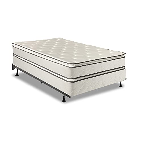Greaton, 12-Inch Medium Plush Double Sided Pillowtop Innerspring Mattress & 8" Wood Box Spring Set with Frame, King