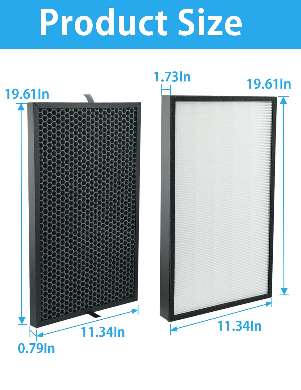 BBT BAMBOOST AD5000 Replacement Filter Fit for AIRDOCTOR AD5000 4-in-1 Air Purifier, AD5000 Filter, 1HEPA Filter and 1 Activated Carbon Filter