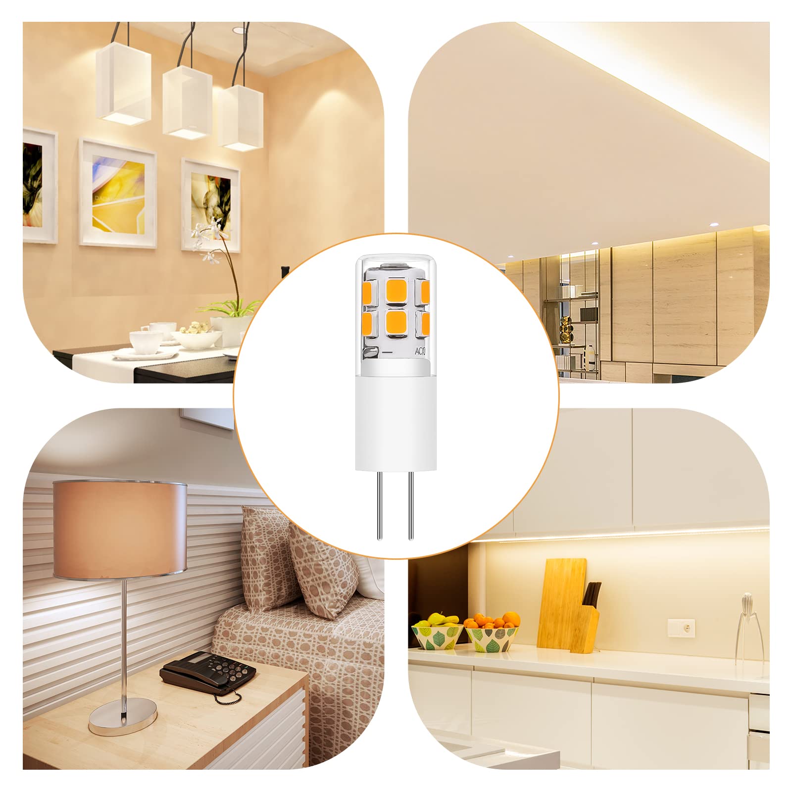 I-SHUNFA G4 LED Bulb AC 120V Warm White 10 Pack Non-dimmable