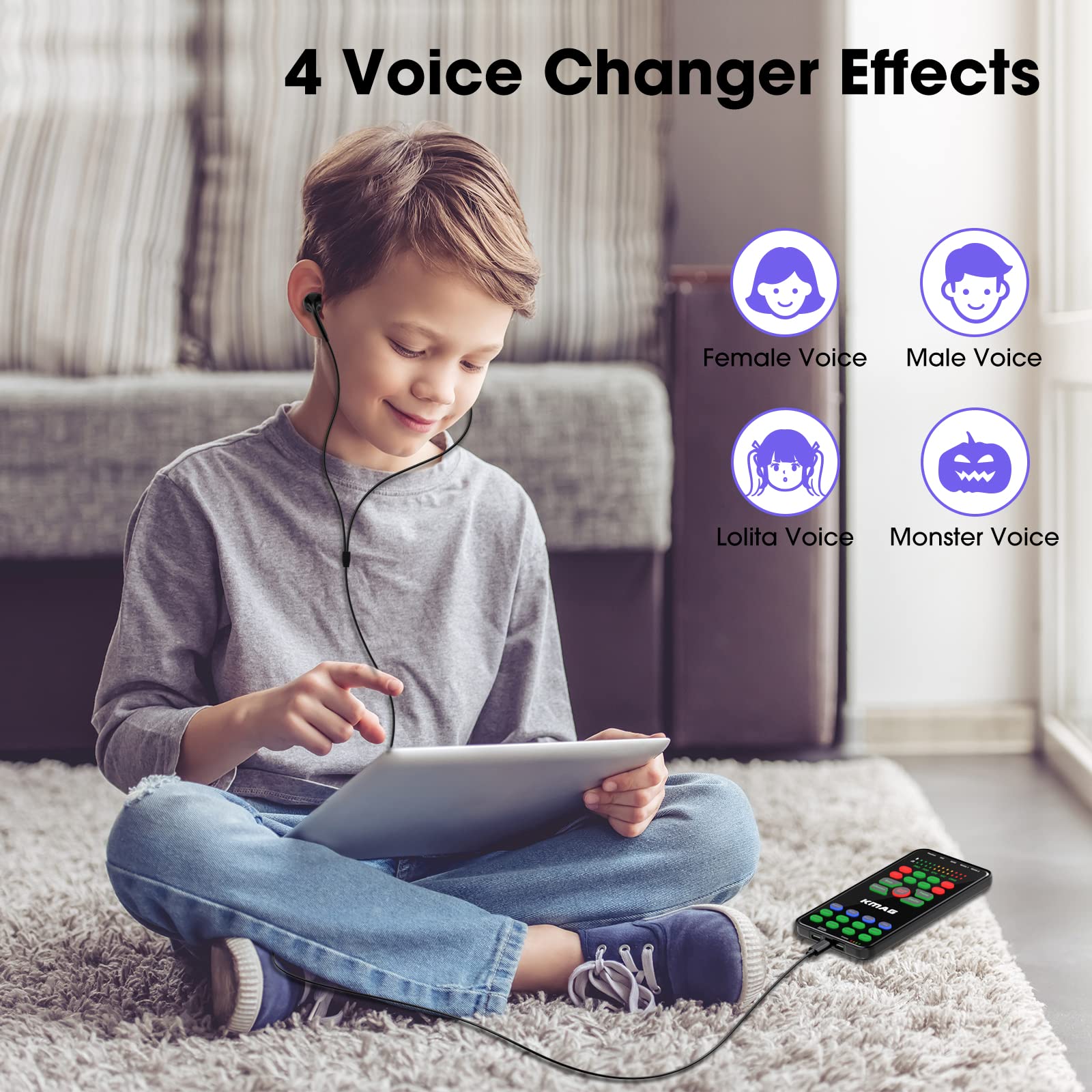 Audio Interface Sound Card Beginner Podcast Equipment Bundle for Live Streaming, Recording, Gaming, PC, Mac Voice Changer Soundboard