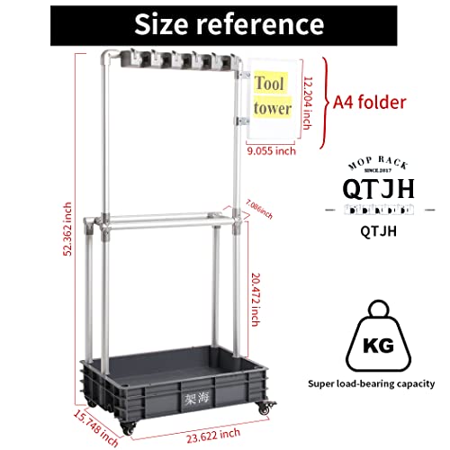 QTJH Cleaning Tool Tower mop Holder Umbrella Stand,Cleaning Tool Storage Drain Tool Hanger 5S Shadow Board