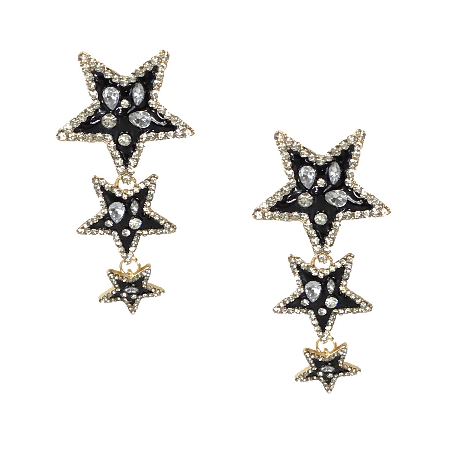 B Jewelry Collection Super Star Trio Drop Earrings, Black