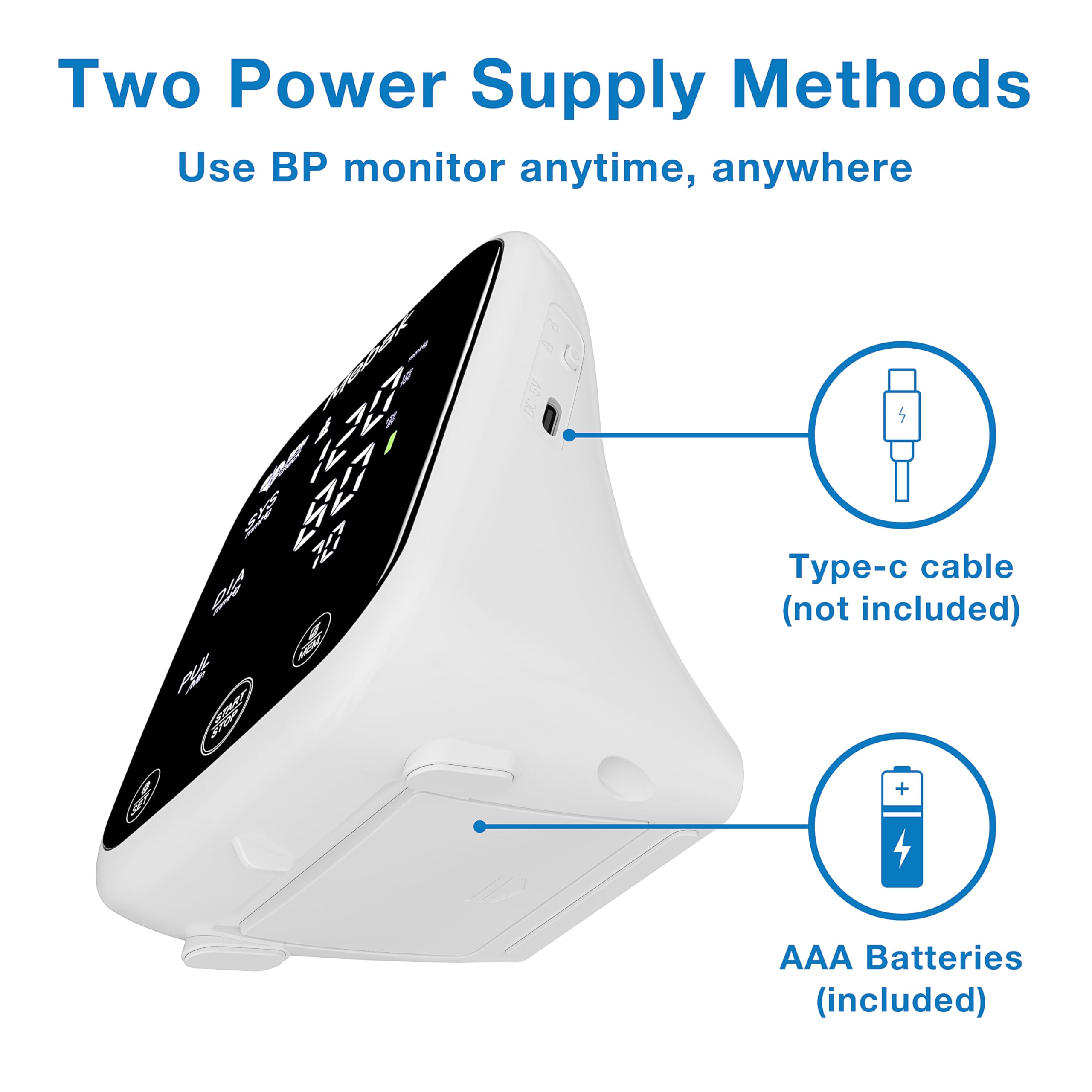 Blood Pressure Monitor Upper Arm, Mebak Automatic Digital BP Machine Cuffs for Home Use, Pulse Rate Monitoring with Large Display, 2x120 Memory