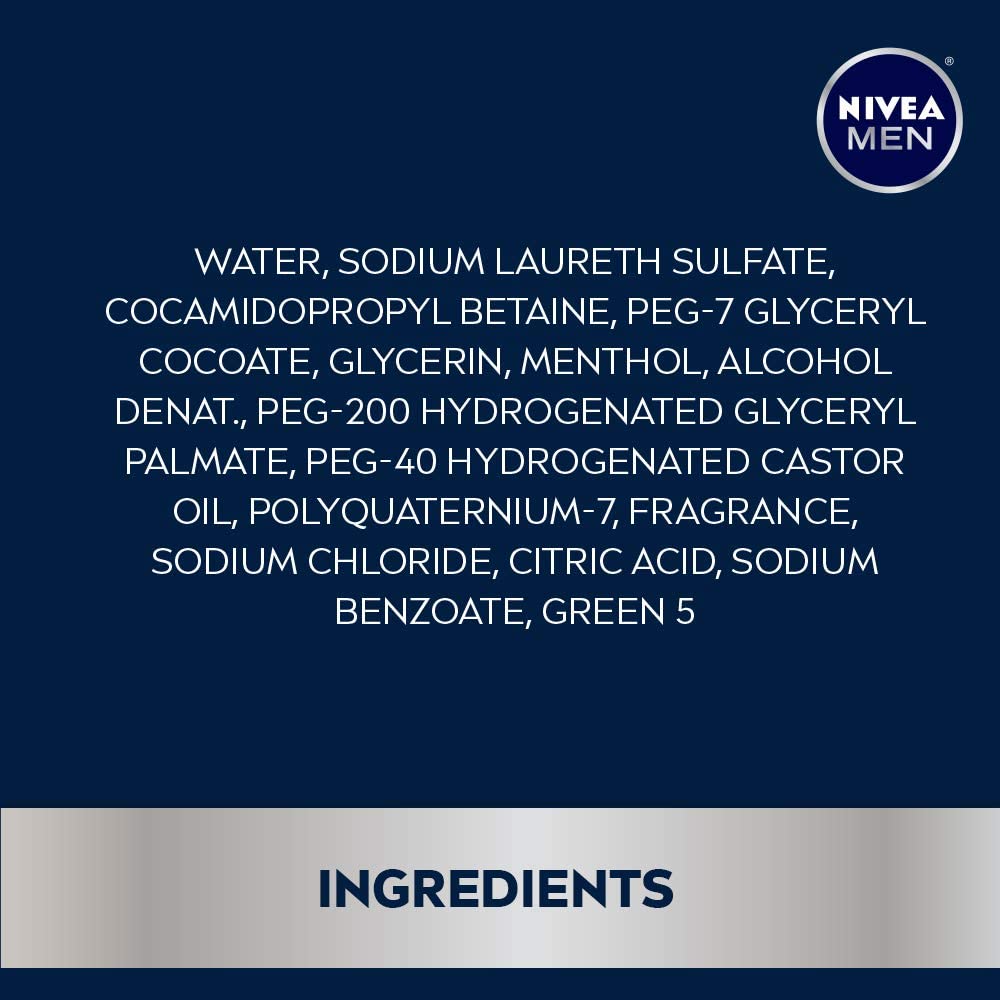 Nivea Men Energy Body Wash with Mint Extract, Cedarwood and Mint Body Wash for Men, 3 Pack of 16.9 Fl Oz Bottles