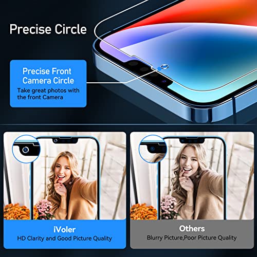 ivoler [3+3 Pack] Tempered Glass for iPhone 14 6.1 inch 2022 [3 Pack] with [3 Pack] Camera Lens Screen Protector with [Alignment Frame], Anti-Scratch Case Friendly Transparent HD Clear Film