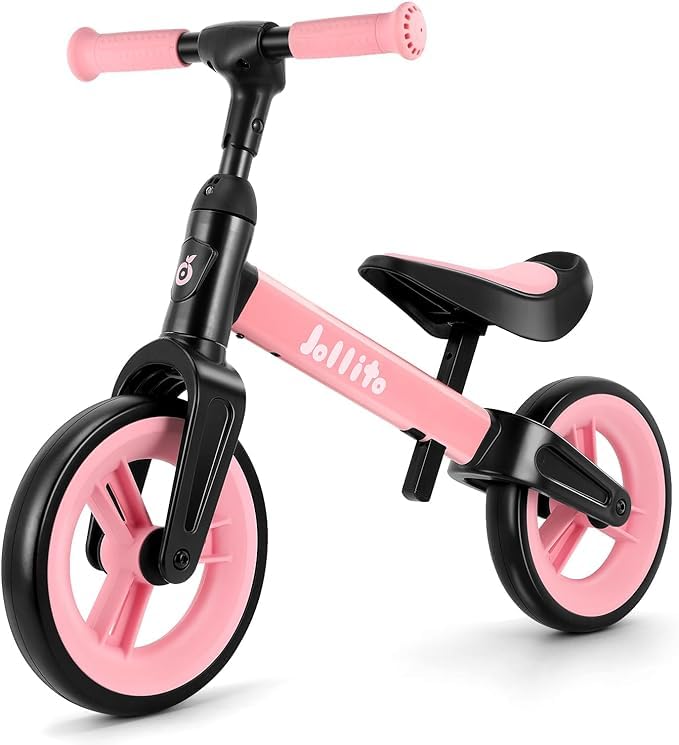 JOLLITO Toddler Balance Bike for 18 Months, 2, 3, 4 Years Old Girl Boy, Adjustable Seat and Handlebar, 9 Inch Wheel, Aluminium Frame, Best GifĻ for Beginners