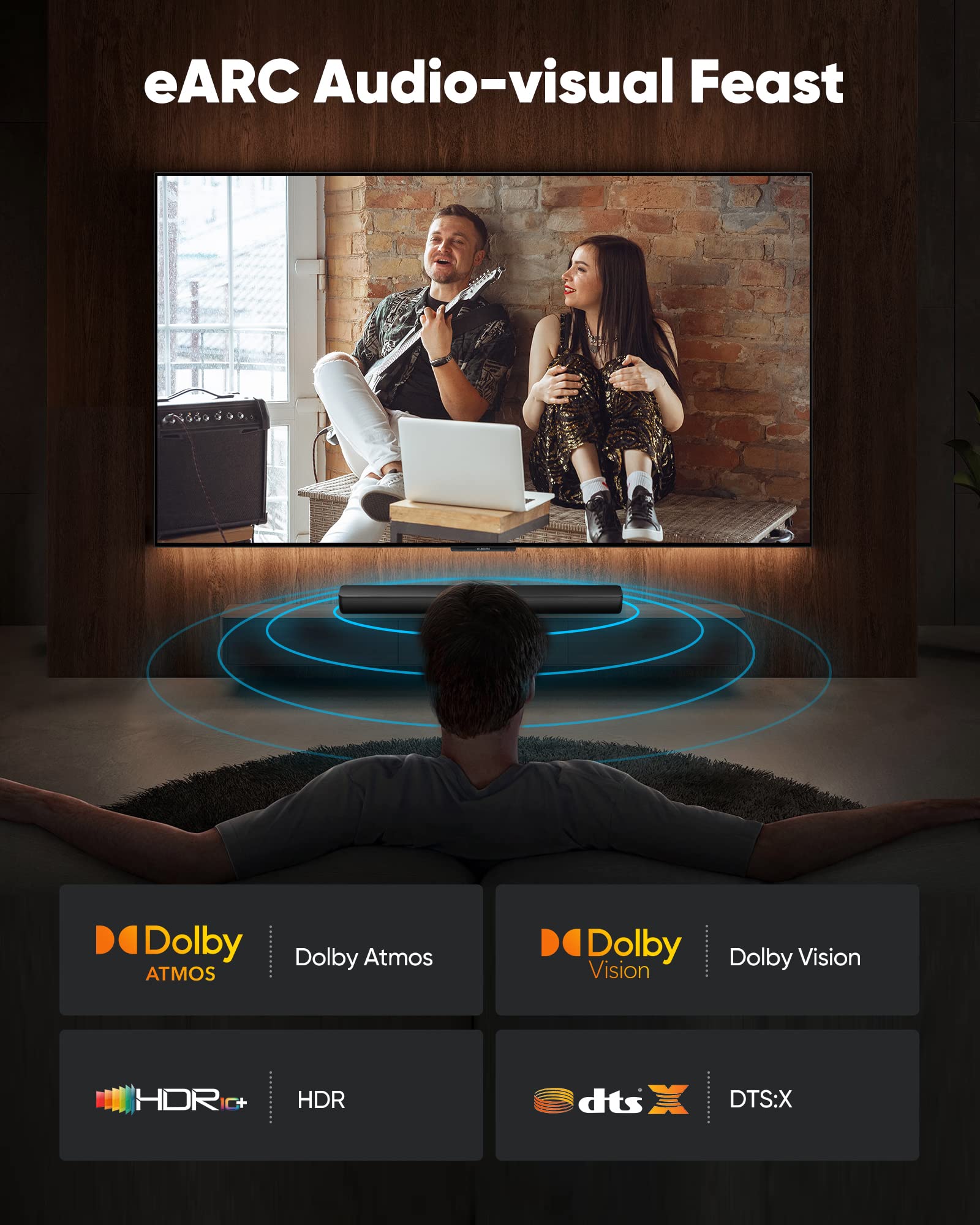 Highwings 8K HDMI Cable Long 2.1 30FT/9M, 48Gbps High Speed HDMI 4K120 144Hz Dynamic HDR 10 eARC HDCP 2.2&2.3 Compatible for PS5, Blu-ray Player and Monitor