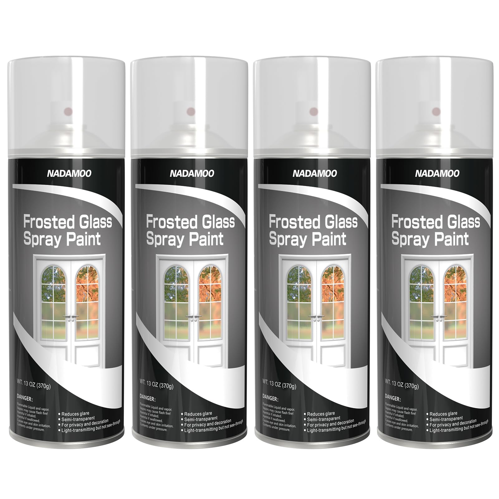 NADAMOO Frosted Glass Spray Paint for Window, Shower Door and Craft, Protect Privacy for Home Bathroom Kitchen and Office,White Translucent Aerosol Paint, 2 Cans, 13 OZ Per Can