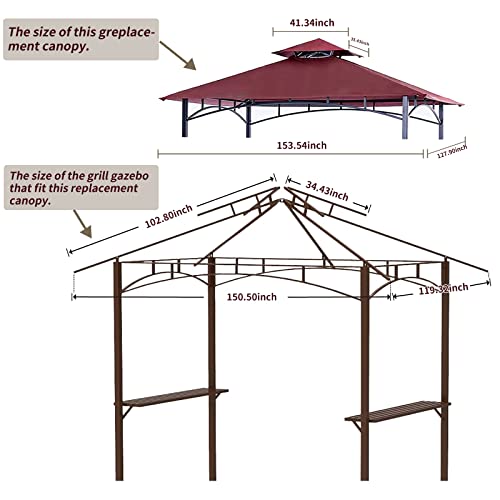 ISAGAPOY Replacement Canopy Top Cover for Garden Canopy Cover Roof with Air Vent for Gazebo (L-GZ798PST-E)