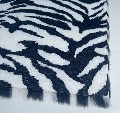 Highshion Artificial Shaggy Faux Fur Fabric | 64" x 36" | Camera Floor Chair Cover Seat Cushion for Any DIY Craft | Rectangular Patch Costume | Plush Crafting Sewing(64"X36",Zebra Stripe)