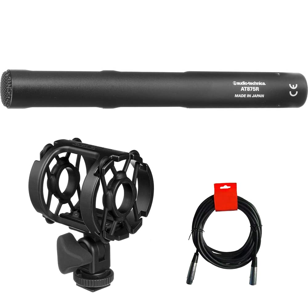 Audio-Technica AT875R Short Shotgun Microphone Bundle with Auray DUSM-1 Universal Shockmount and 20' XLR-XLR Cable