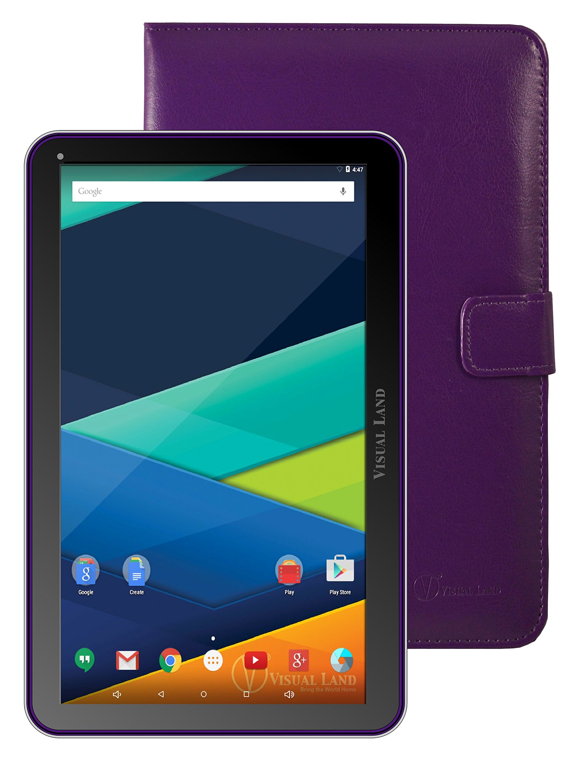 Visual Land Prestige ELITE 10QL 10.1 Inch Quad-Core Android 5.0 Lollipop 16GB Tablet with Keyboard Case - Purple