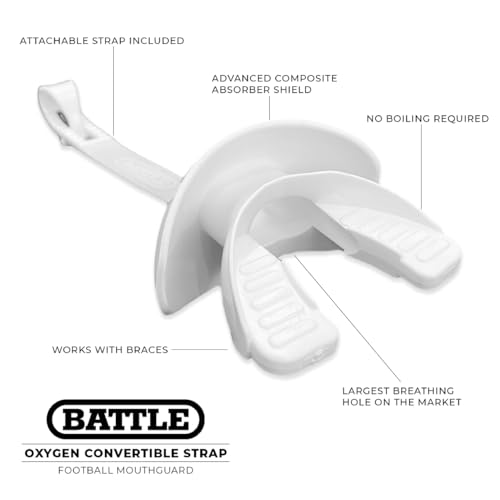 Battle Oxygen Lip Protector Mouthguard β Football and Sports Mouth Guard β Maximum Oxygen β Mouthpiece Fits With or Without Braces β Absorber Shield Protects Lips and Teeth, Limited Edition Camo Print, Blue Camo