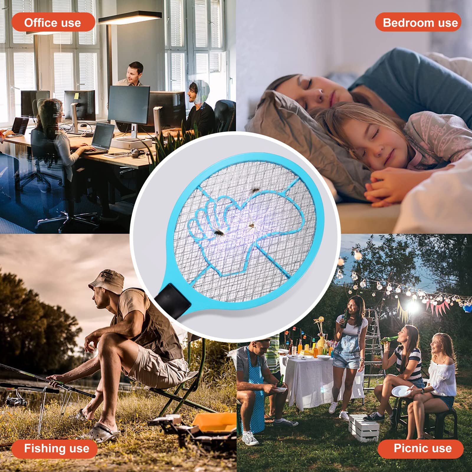 SUPERDRIVE Bug Zapper 2 Pack 3000 Volts Electric Fly Swatter Fly Killer Racket for Indoor and Outdoor 2AA Batteries not Included,Circularā¦