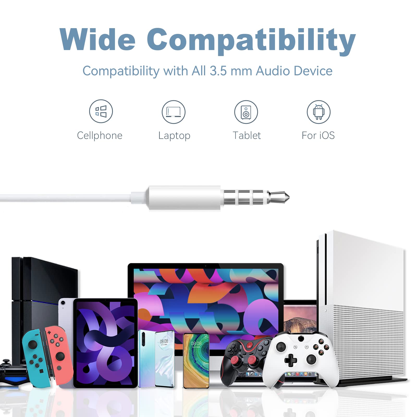 BETMI - Wired Earphones, Ergonomic Comfort-Fit in-Ear Headphones with Microphone and Volume Control, 3.5mm Jack Plug Earbuds for iPhone iPad iPod Samsung MP3/MP4 Player - White