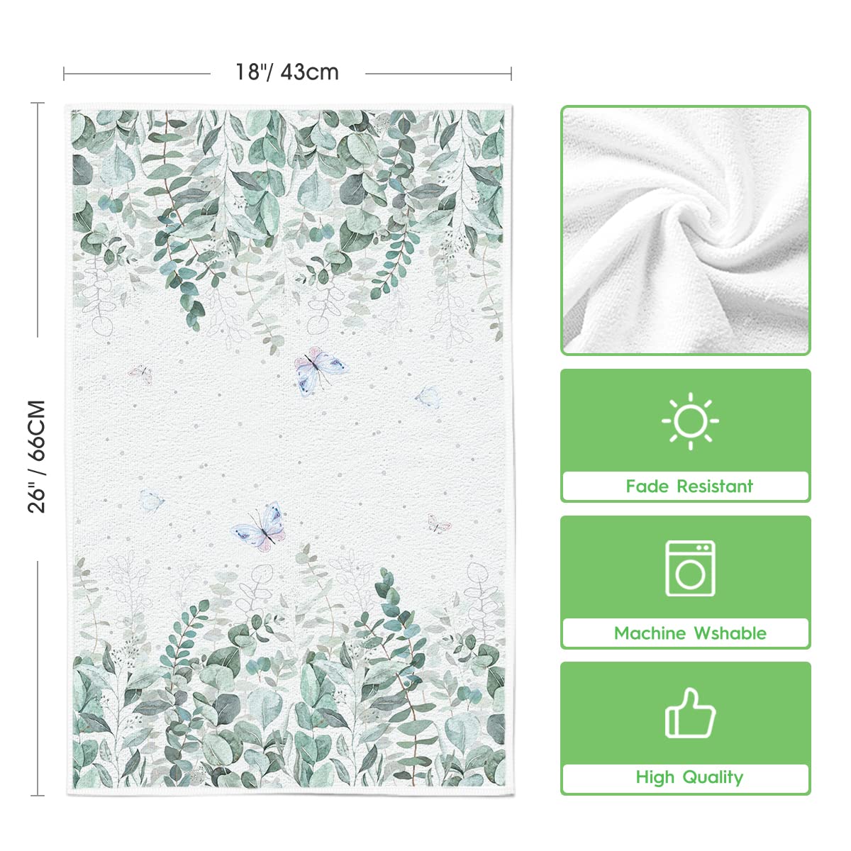 Artoid Mode Vase Eucalyptus Leaves Bless Our Nest Kitchen Towels Dish Towels, 18x26 Inch Seasonal Spring Summer Decoration Hand Towels Set of 4