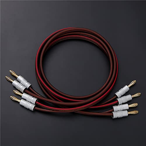 JORZOR Audiophile Grade Speaker Cable with Gold Plated Banana Plugs,Oxygen-Free Copper (OFC) 13AWG, (6.6 Feet 2 M), Pair……, 2M(6.6FT)
