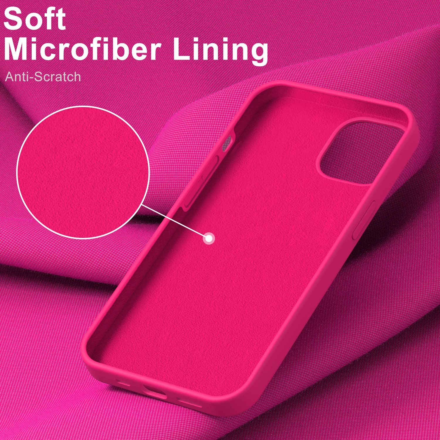 DEENAKIN Compatible with iPhone 14 Case with Screen Protector,Soft Flexible Silicone Rubber Cover for Women Girls for Women Girls,Slim Fit Shockproof Protective Phone Case 6.1" Hot Pink