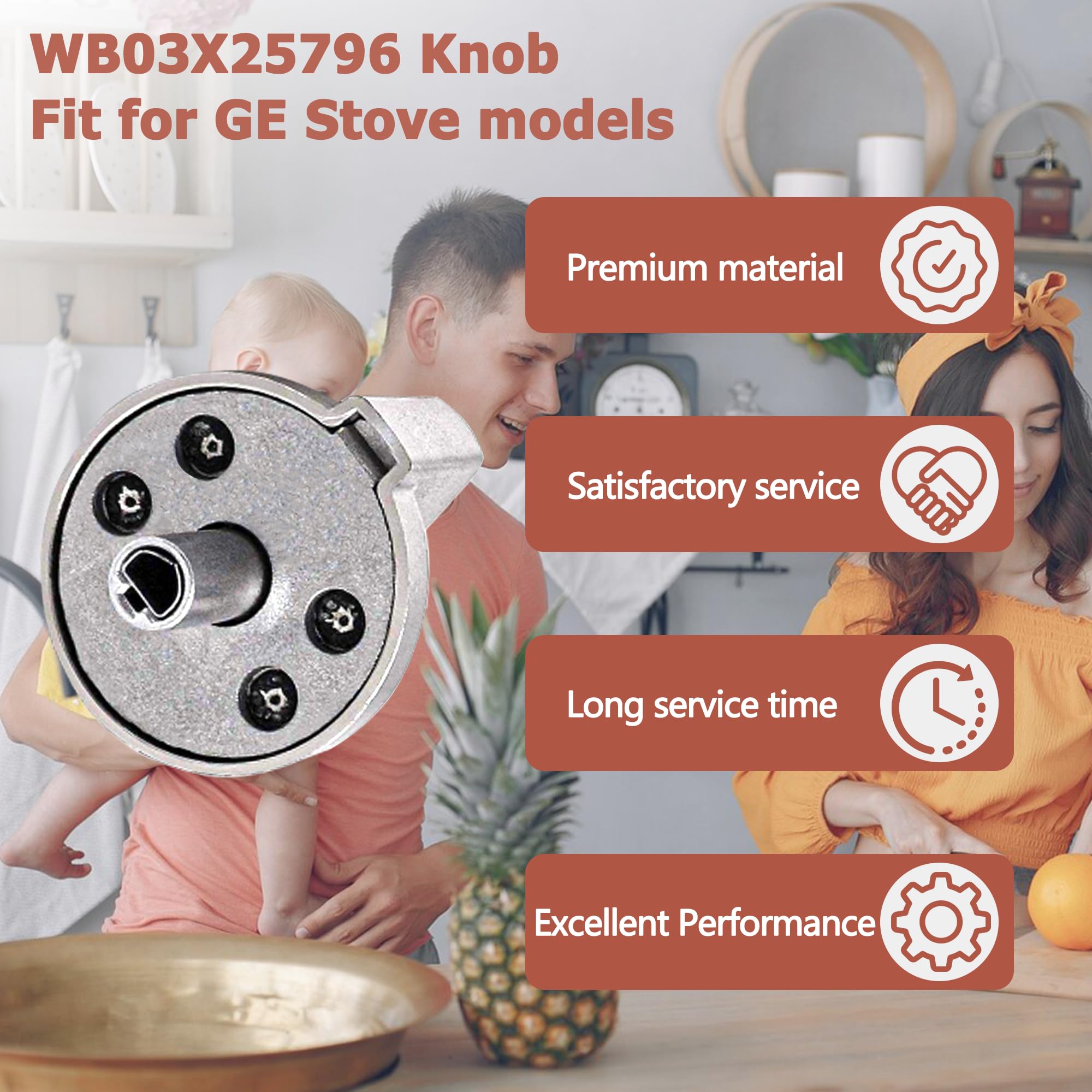 Funmit 5 Pack WB03X25796 Heavy Duty Burner Knob Exact Compatible with General Electric(GE) Stove Range Replaces AP5986232 WB03T10326 PS11721433 B071RXPPGF 4362262 Cooktop, Silver