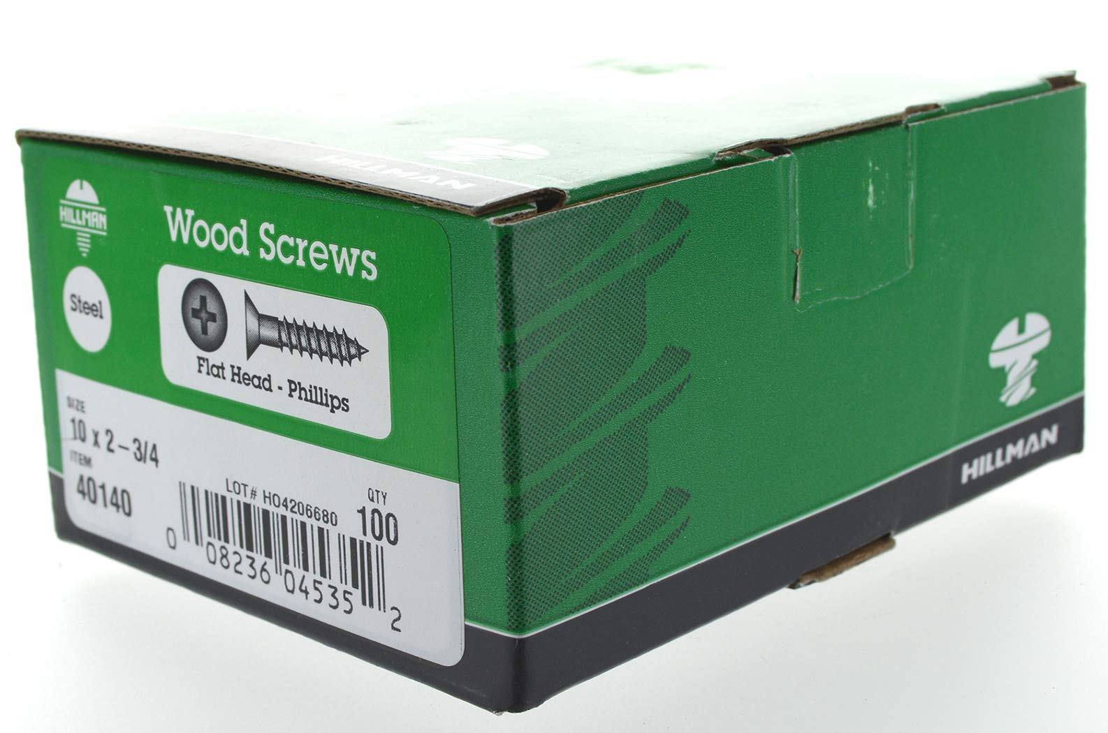 Hillman 40140 10-Inch x 2-3/4-Inch Flat Head Phillips Wood Screw, 100-Pack,Zinc