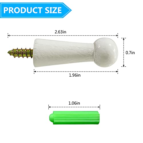 Svaitend Screw-On Solid Wood Hook Coat Hook Towel Hook Shaker Pegs for Bathroom Livingroom Garden 10 Pieces (White Paint)